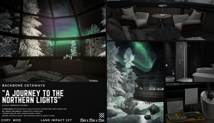 Second Life Marketplace - BackBone Northern Lights Hideaway - PG